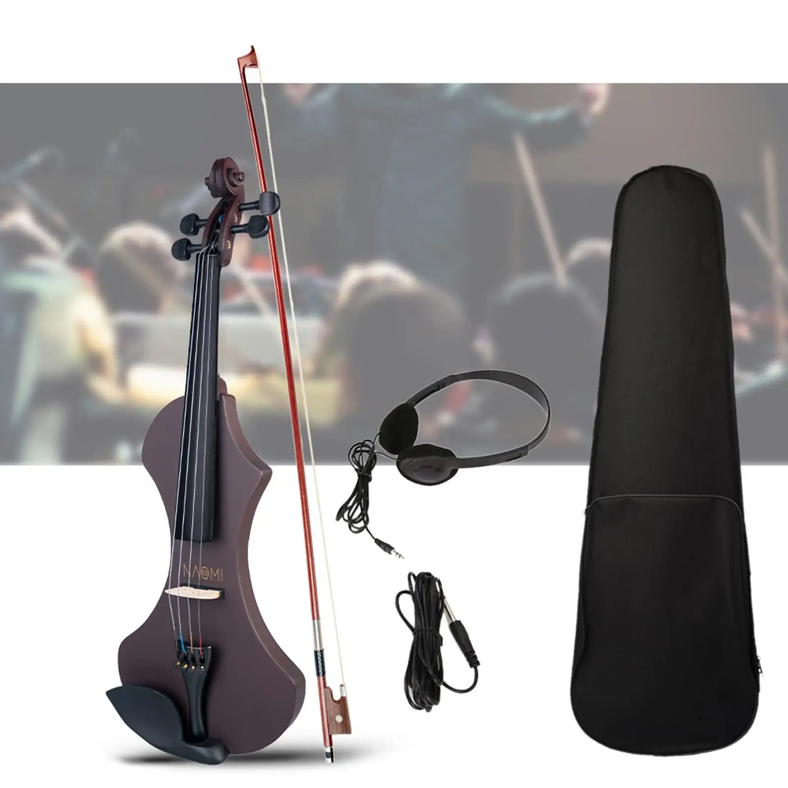 Электроскрипка 4/4 Черный, Brown