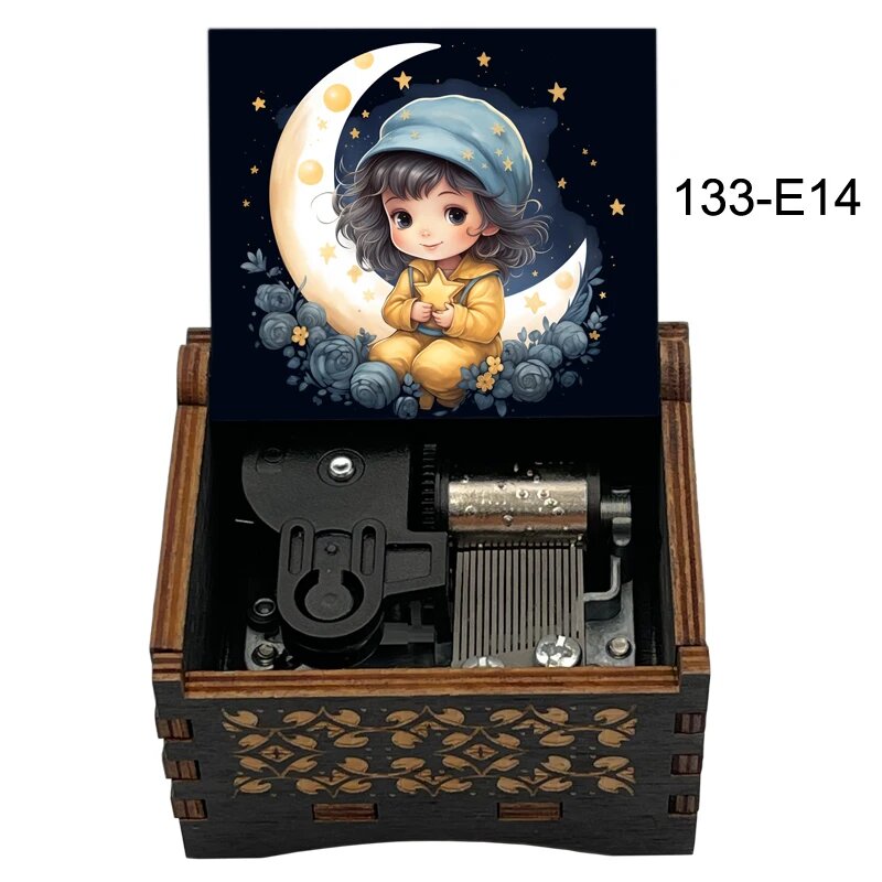 18-нотное заводное движение, детская спящая мелодия, брешка, колыбельная музыкальная шкатулка, серебристая механическая деревянная подарок на день рождения, украшение для дома