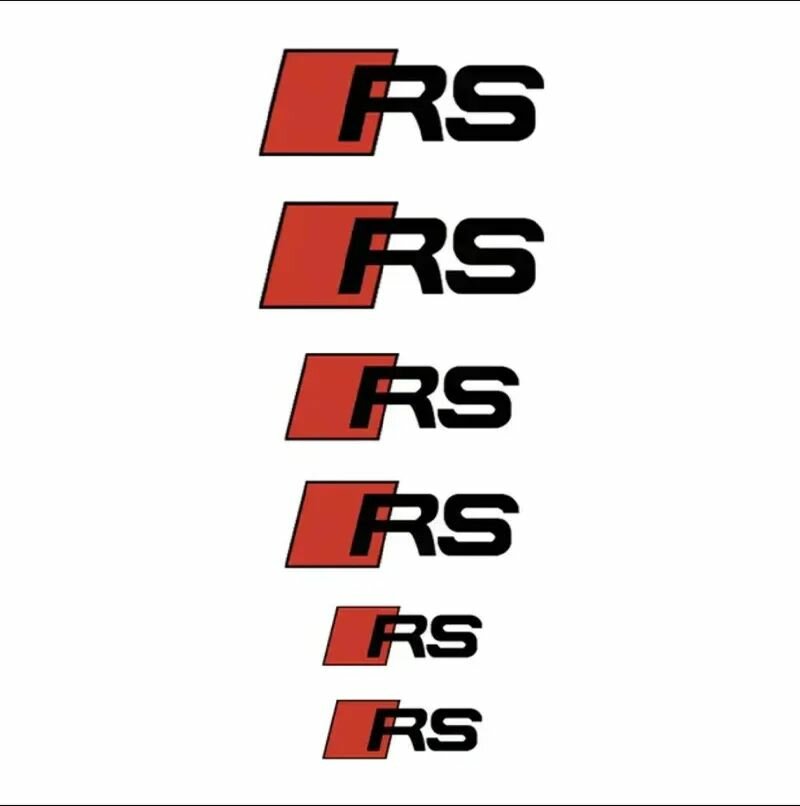 6 черных наклеек с логотипом RS для термостойких тормозных суппортов, виниловая декоративная наклейка для колес, подходит для Audi S A3 A5 A6 A1 A2 A4 A7 A8 Q1 Q2 Q3 Q4 Q5 Q6 Q7
