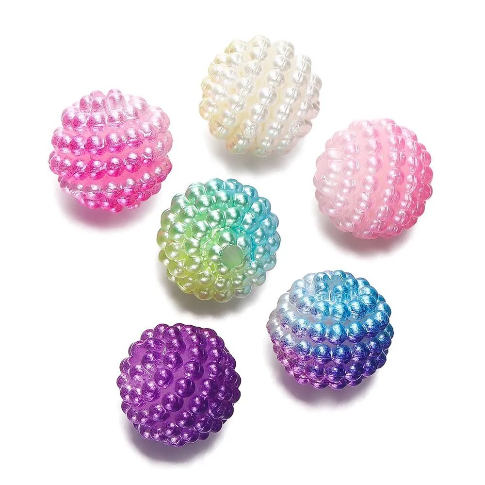 Акриловые бусины, шамбала ежевика для рукоделия и плетения сумок 10 мм, 50 шт, цвет разноцветные