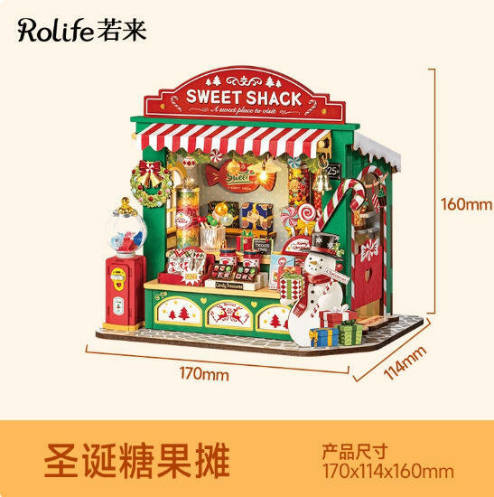 Rolife DIY Миниатюрный Рождественский Имбирный Домик Сцена Строительные Блоки Модель Дома Подарок для Девочек