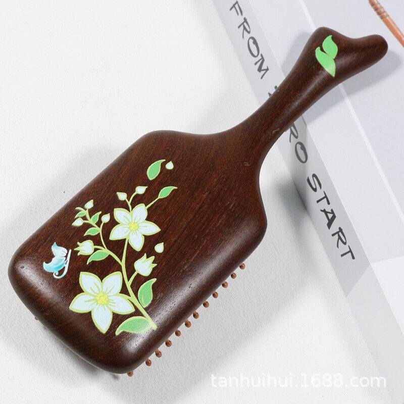 Расческа с подушкой из сандалового дерева, расческа для волос с воздушной подушкой, сандаловая расческа, милый массажный инструмент для кожи головы, меридианная расческа