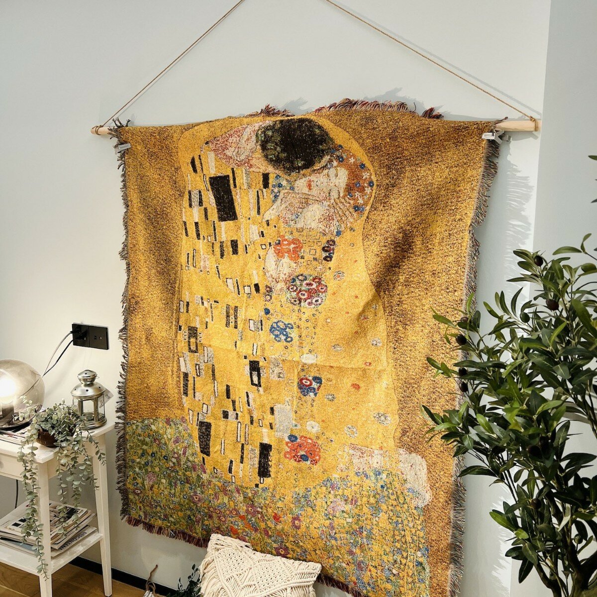Одеяло с абстрактной масляной живописью Климта, средневековое искусство, гобелен, декор для спальни, прикроватное украшение, одеяло для дивана