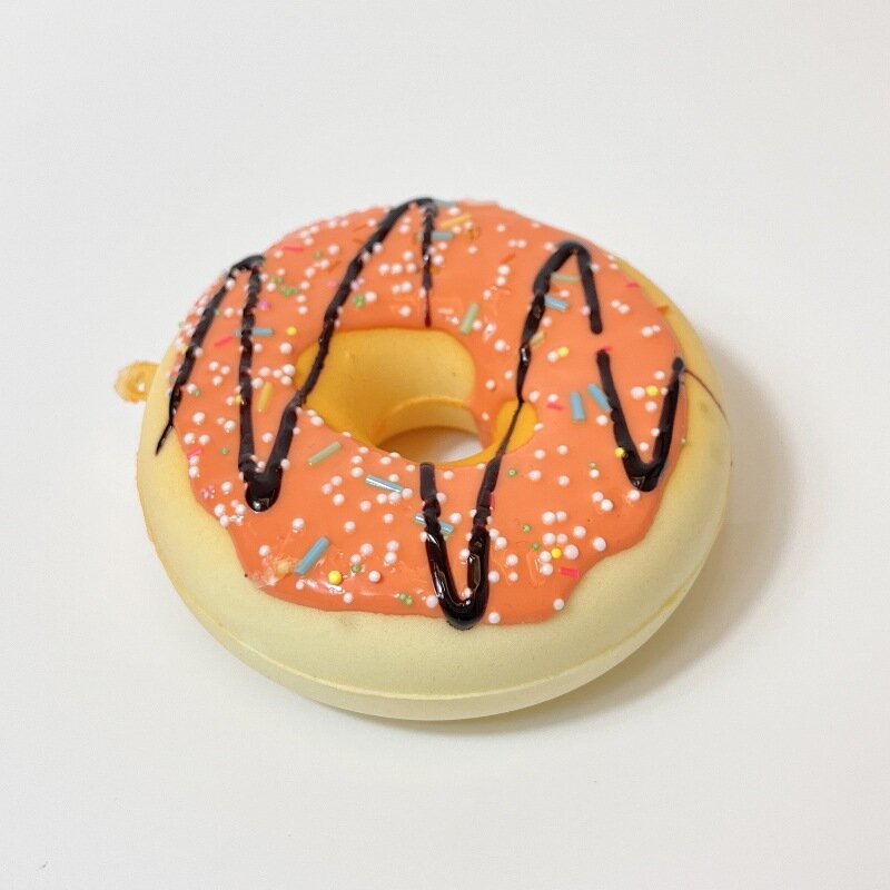 Squishy медленный отскок PU моделирование 8cm пончик хлеб распаковать игрушку подвеска зажим реквизит оранжевая пена