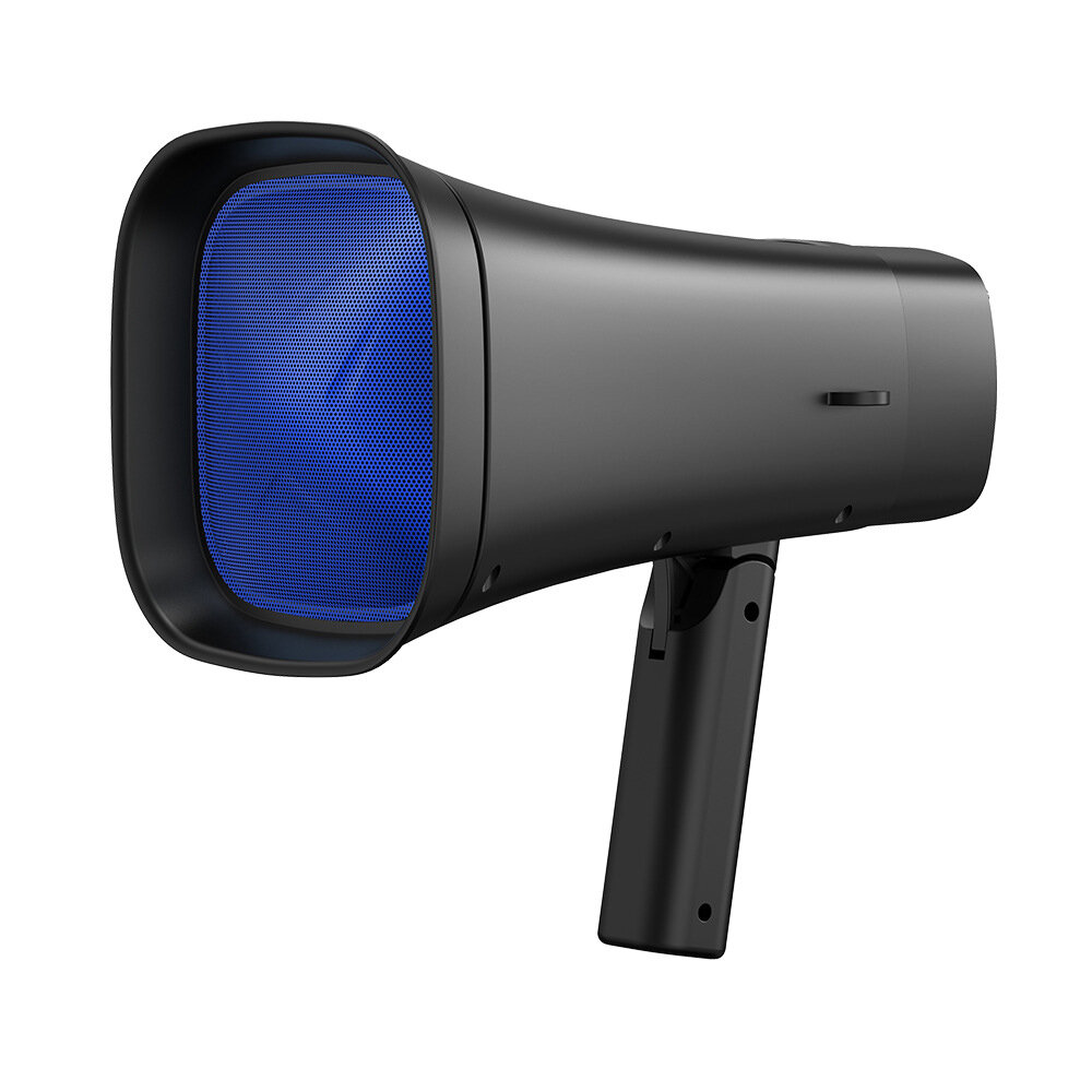 Мегакфон на солнечном заряде портативный беспроводной BT PA для открытом воздухе с записью мультифункциональный ручной усилитель с световой функцией лёгкий ремень для публичных выступлений Blue Black Red 21.4*13.5*21.7cm 8W 1200mAh 2 колонки USB BT