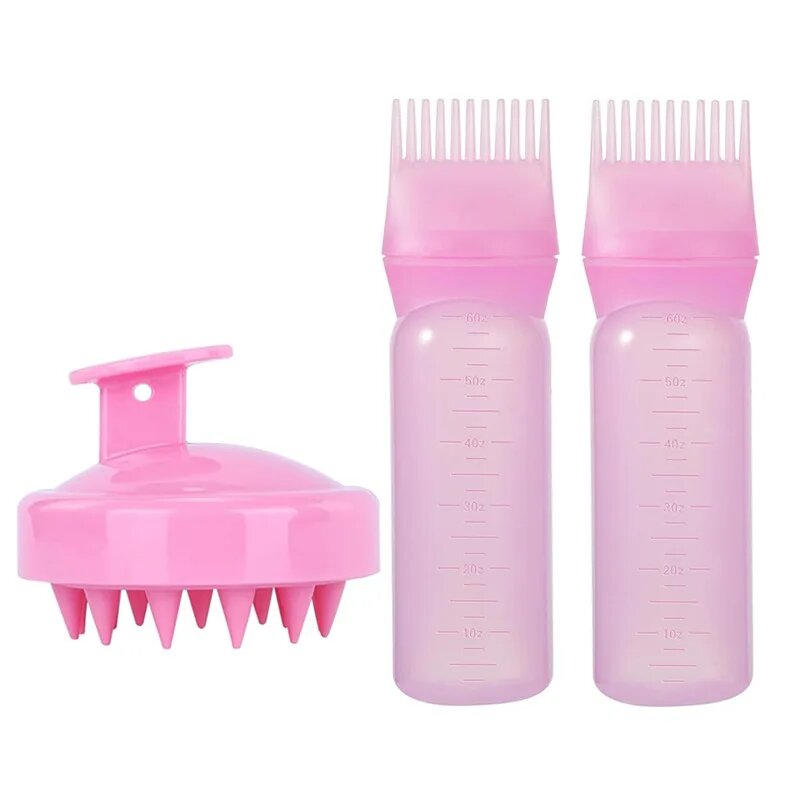 2 шт, дозатор масла для волос, бутылка, расческа для корней, аппликатор, краска для волос, многоразовый дозатор с массажером, кисть, парикмахерский инструмент для окраски