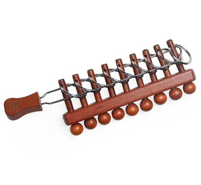 Классический IQ деревянный 9 кольца мозг Тизер головоломка игра подарок головоломка для взрослых (деревянная)