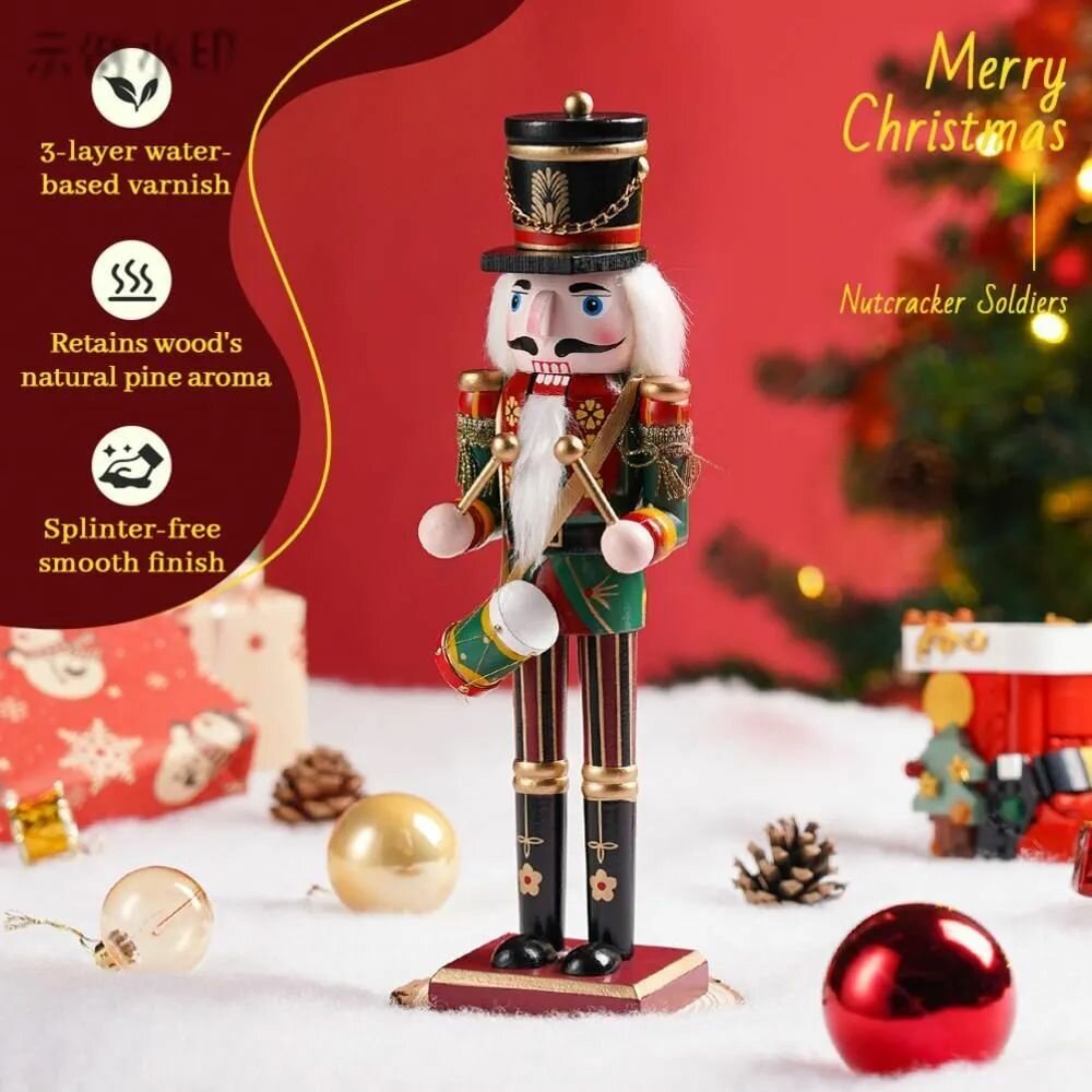 Щелкунчики на елку 30см деревянная игрушка-сувенир-солдатская кукла- ретро статуэтка украшение детской комнаты отдыха