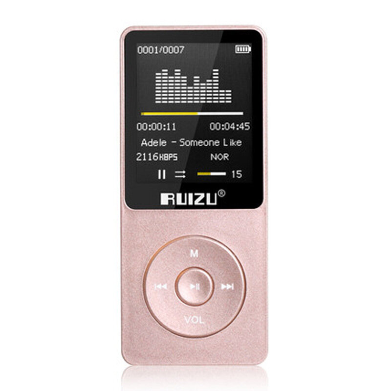 RUIZU X02 Sports MP3 Player Lossless Tape Screen Walkman English Gold 4GB