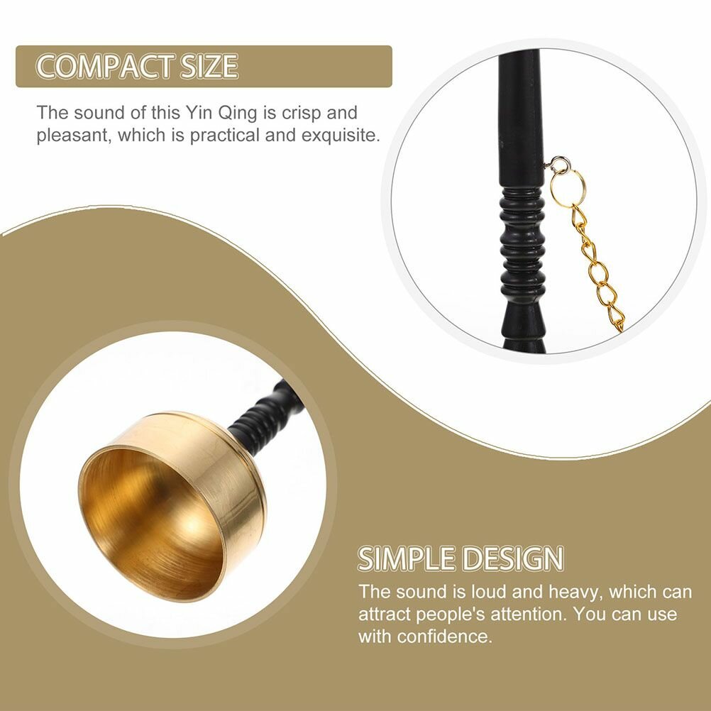 Буддийский медный колокольчик с серебряным покрытием и деревянной ручкой для храма и дома набор из 2 шт