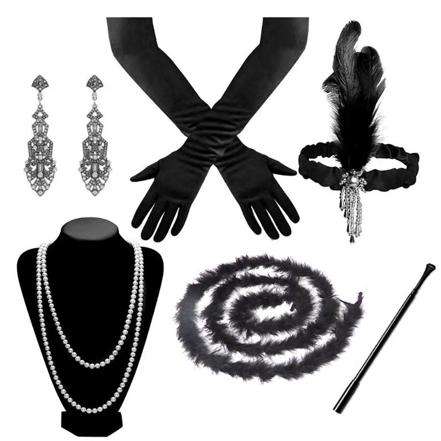 Набор ретро-ободков с перьями для девичника в стиле Гэтсби 1920-х годов, подарок для лучшей подруги на день рождения