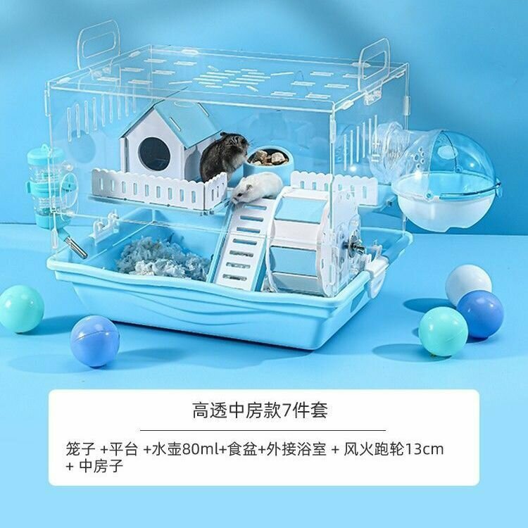 Золотая клетка для хомяков на двоих, дешевый большой панорамный прозрачный акриловый ящик для разведения, двойной слой, очень большой