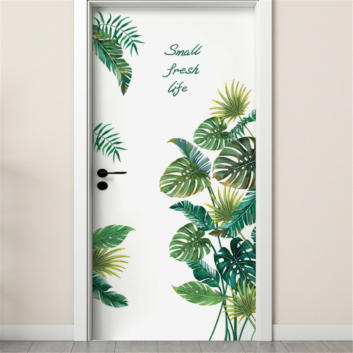 Pegatinas De Pared Planta Tropical Hoja De Tortuga Etiqueta De La Pared Playa Fresca Palm Leave Art Decal Puerta Decoración De La Pared Sala De Estar Cocina Decoración Para El Hogar, 1x Wall Stickers, Single piece packaging, PVC, Modern, Flat Wall Label,