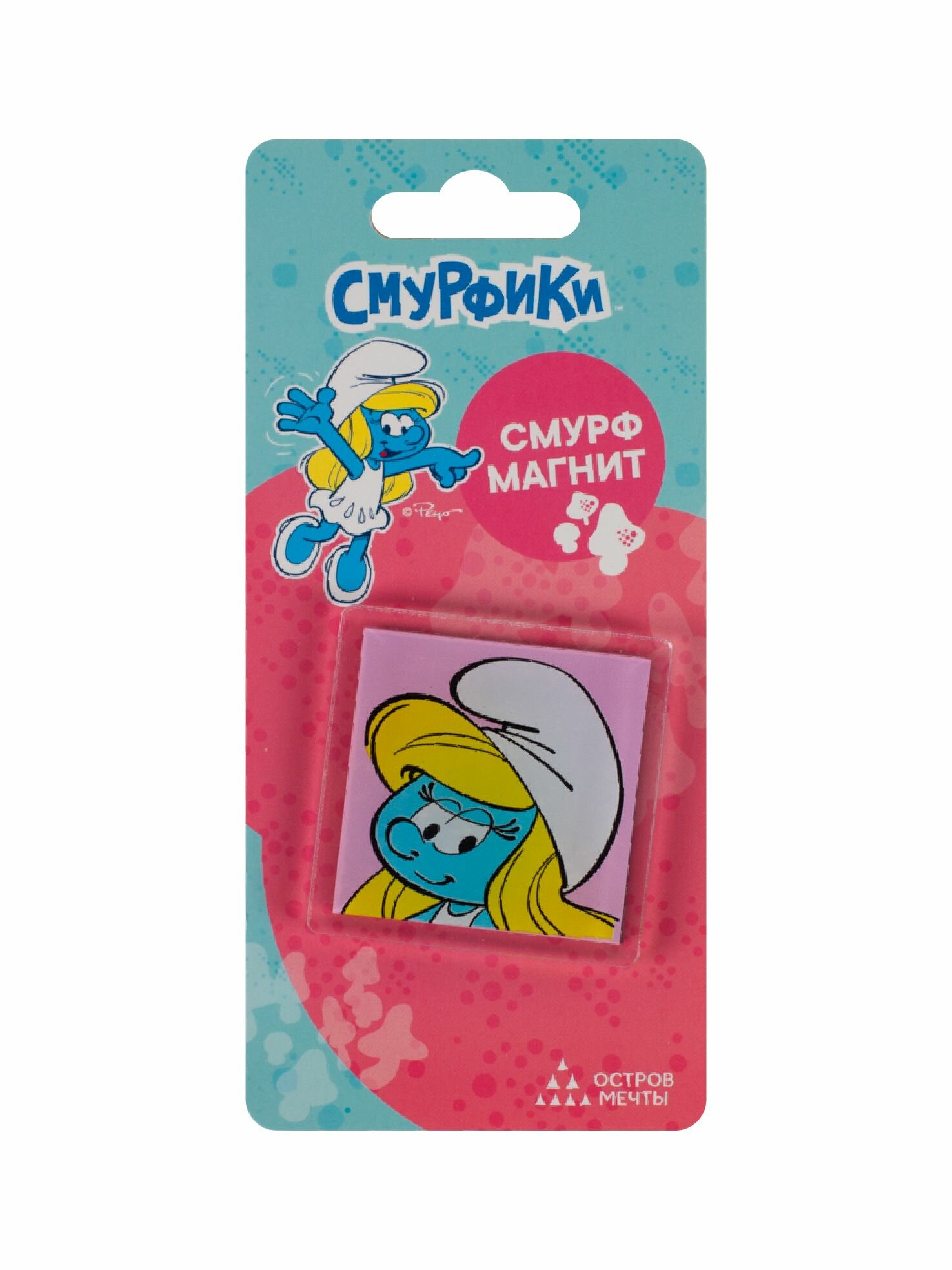 Магнит на холодильник Смурфетта "Смурфики", размер 5х5 см, Остров Мечты