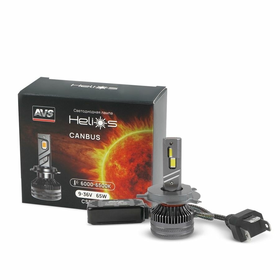 A95287S Светодиодная лампа AVS Helios H4/Н19, 9-36V, 65W, 2 шт.