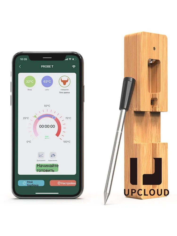 UPCLOUD Кулинарный термометр цифровой для духовки и еды с 12 см щупом — фото 1