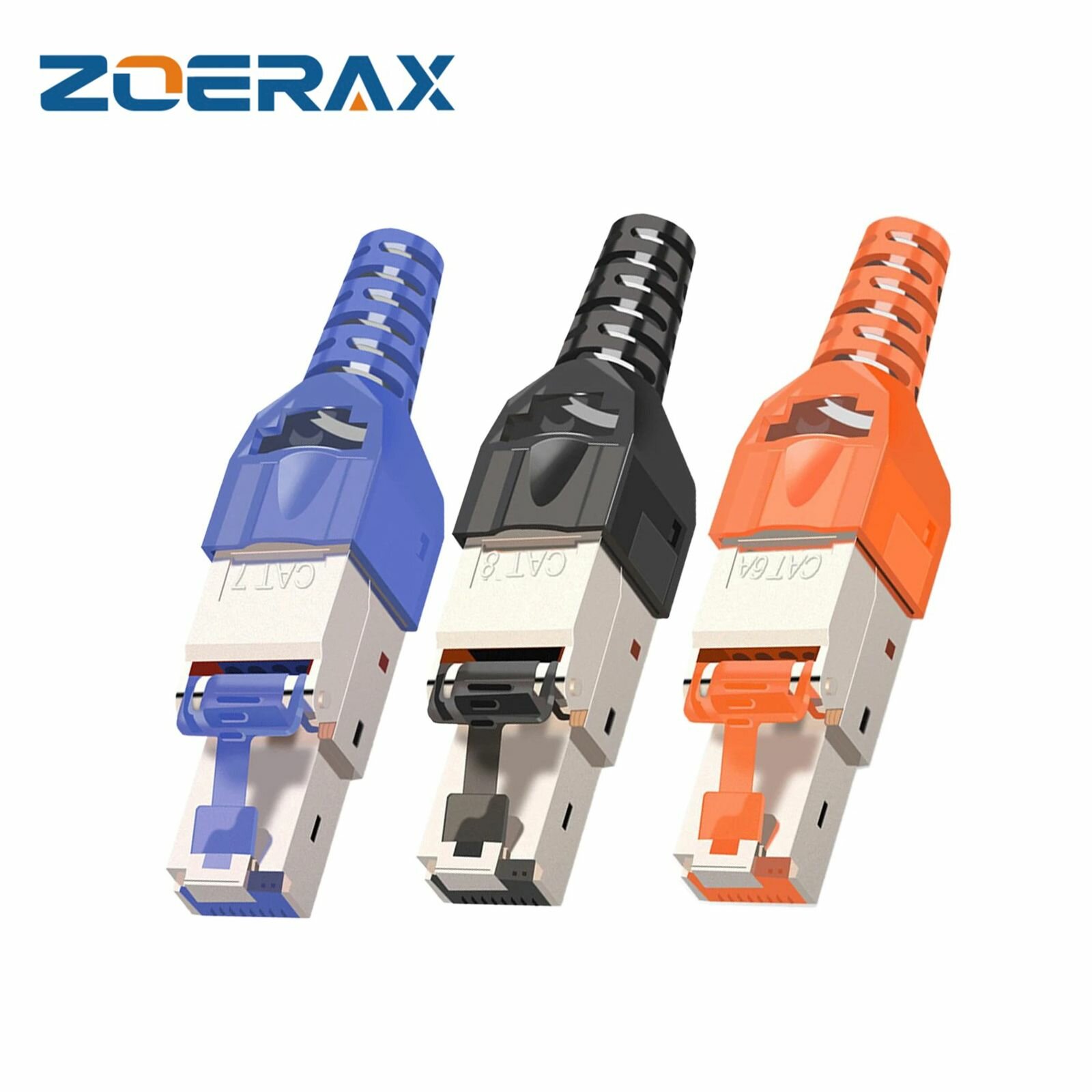ZoeRax Разъемы RJ45 Cat6a, экранированные заглушки Ethernet из цинкового сплава, не требующие инструментов, для кабелей SFTP 23AWG безинструментальные экранированные цинковый сплав SFTP 23AWG