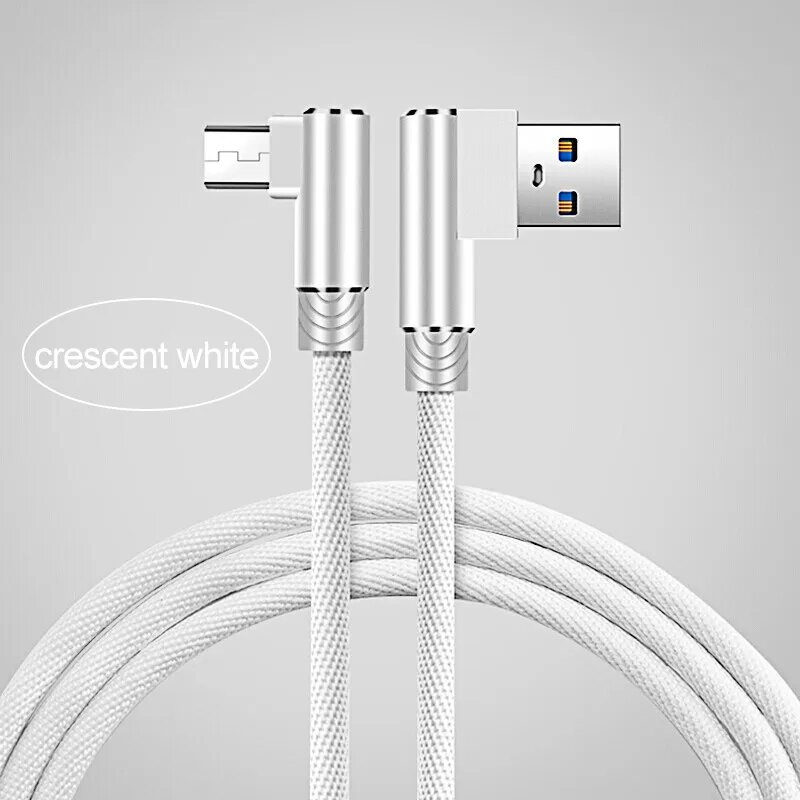 2а Быстрая зарядка Micro USB кабель 90 градусов 3 м Micro зарядный USB кабель для 2m, White Color