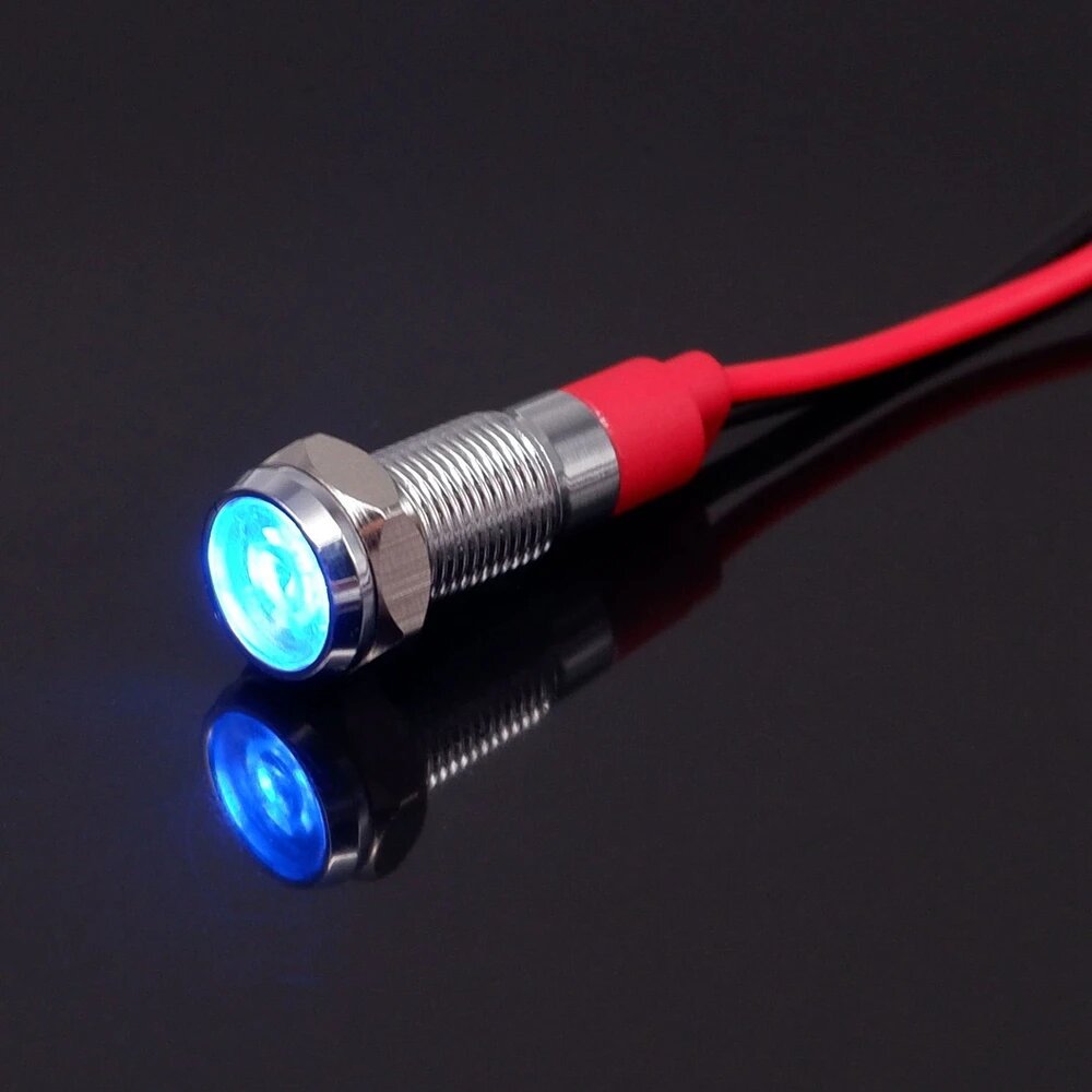 1 шт. 6 мм светодиодный металлисветильник Индикатор сигнальная лампа мини 6 в 5 в 12 В 24 В 220 В с проводом красный оранжевый синий зеленый белый