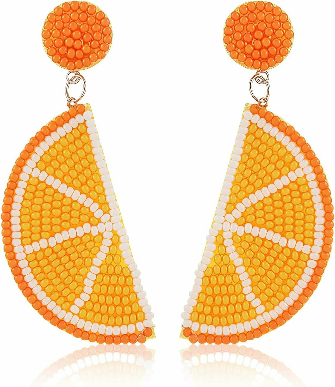 Серьги FloralGrace в виде фруктов - Милые серьги с бусинами в виде апельсина и клубники - Стильные серьги ручной работы в богемном стиле с фруктами.