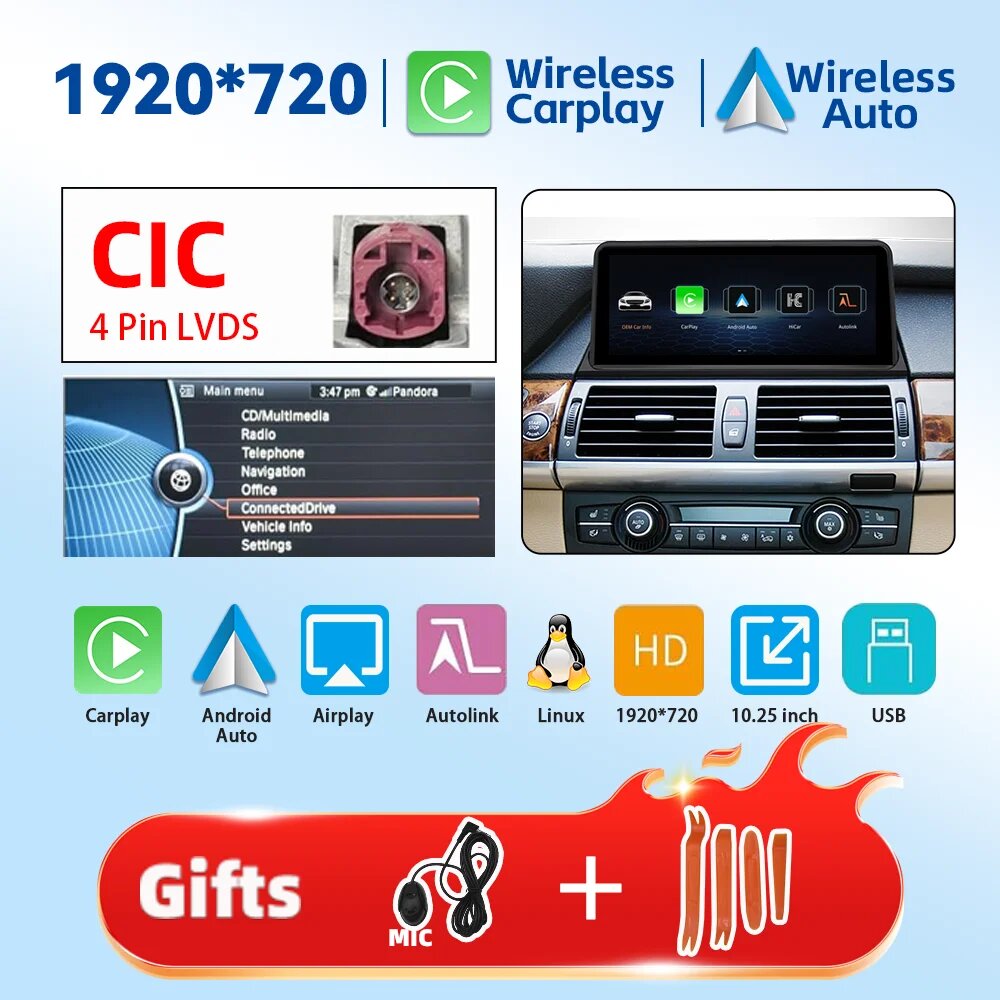 Заводская цена 12,3 дюйма сенсорный экран для BMW X5 E70 X6 E71 E72 CCC CIC Wireless 10.25 CIC