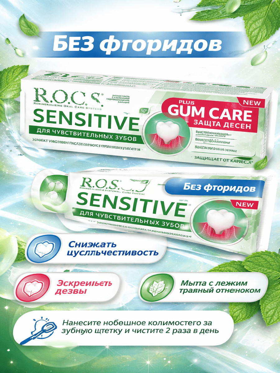 Зубная паста R.O.C.S. Sensitive Plus Gum Care, 94г