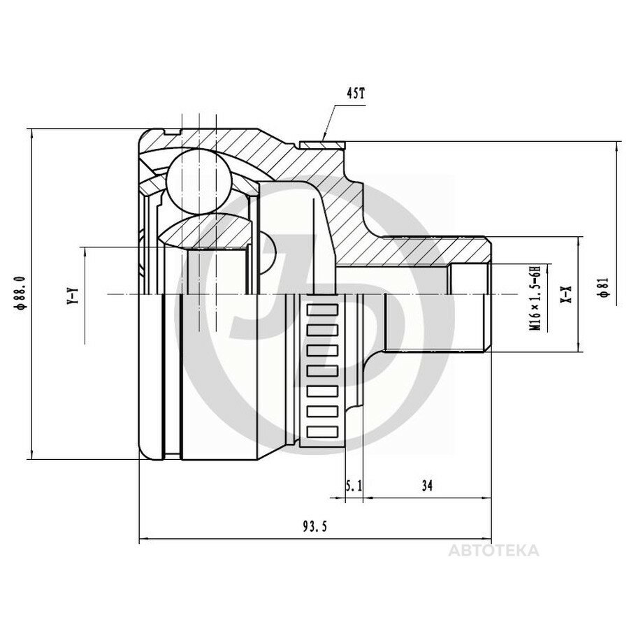 ШРУС внешний ABS JUST DRIVE JCT0214A AU A4 96-01, A6 97-; VW Passat 96-;