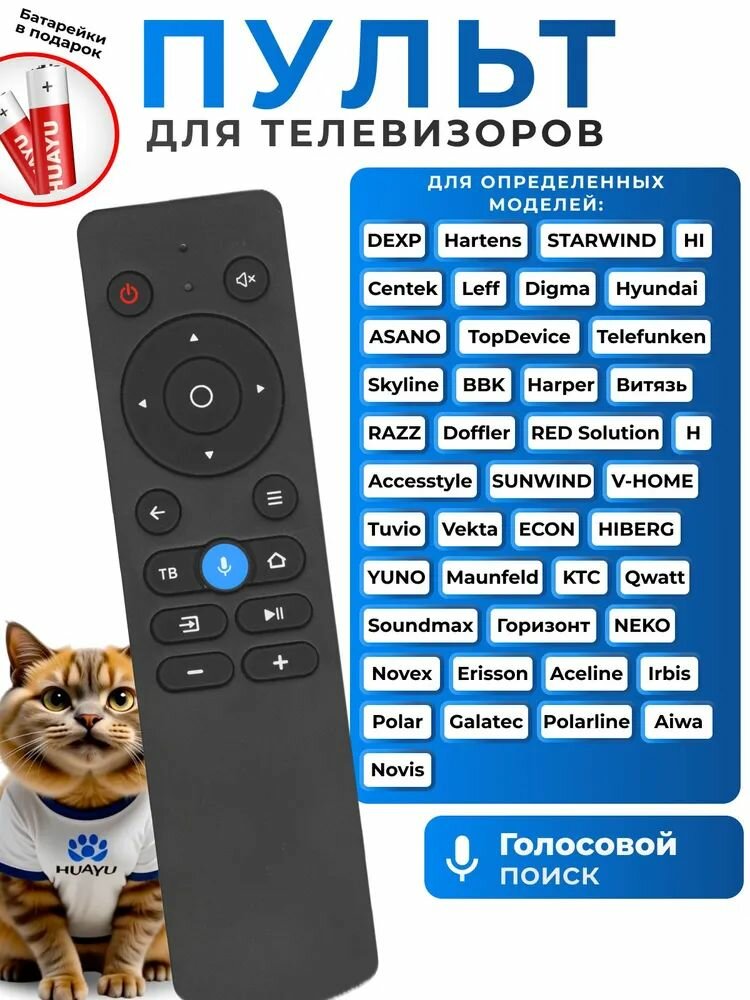 Пульт AN-1603(VER1.0) для телевизоров DEXP, BBK и др. с голосовым управлением. универсальный пульт для ТВ голосовой пульт замена телевизионного пульта