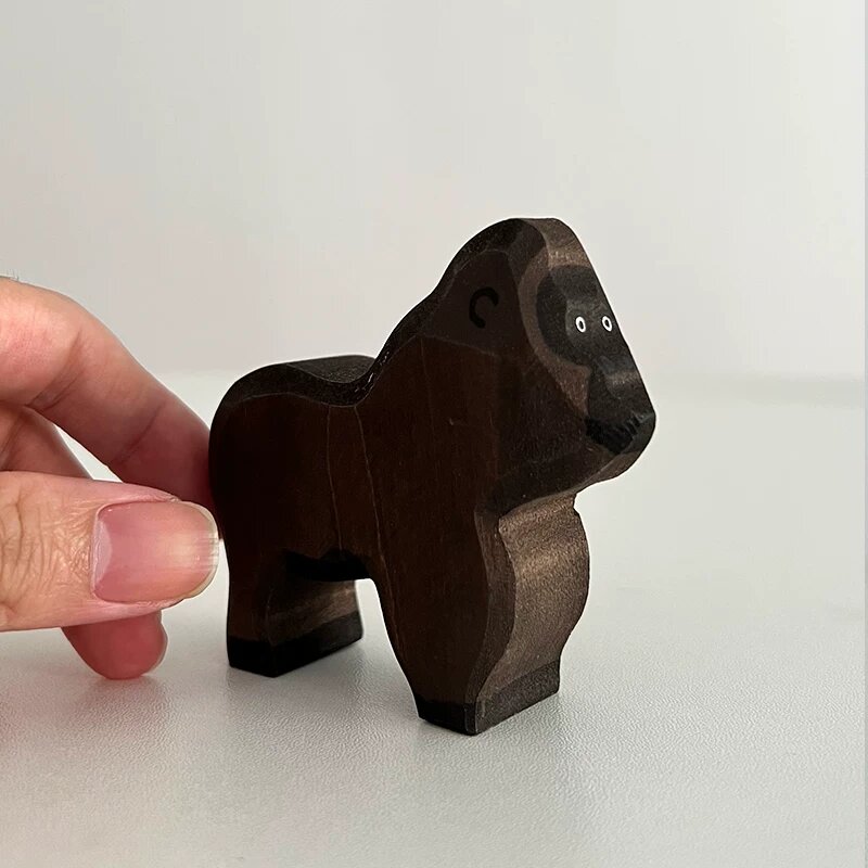 Деревянная фигурка шимпанзе, ручная работа, детская игрушка в джунглевой тематике