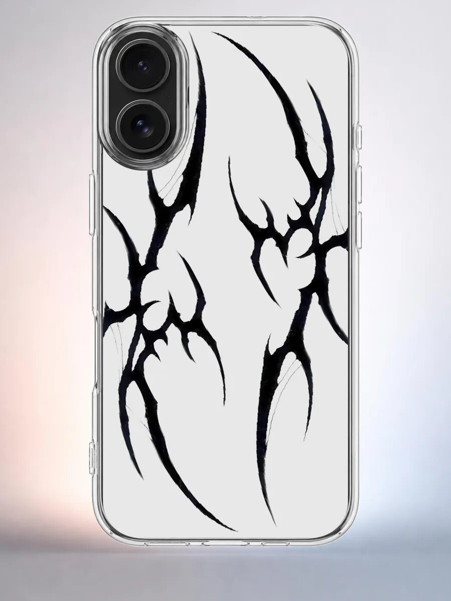 Чехол iPhone 16 трайбл узор силиконовый прозрачный
