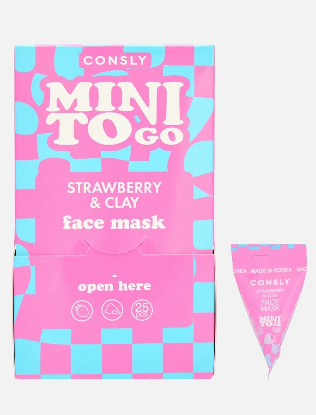 Набор глиняных масок для лица CONSLY mini to go strawberry & clay