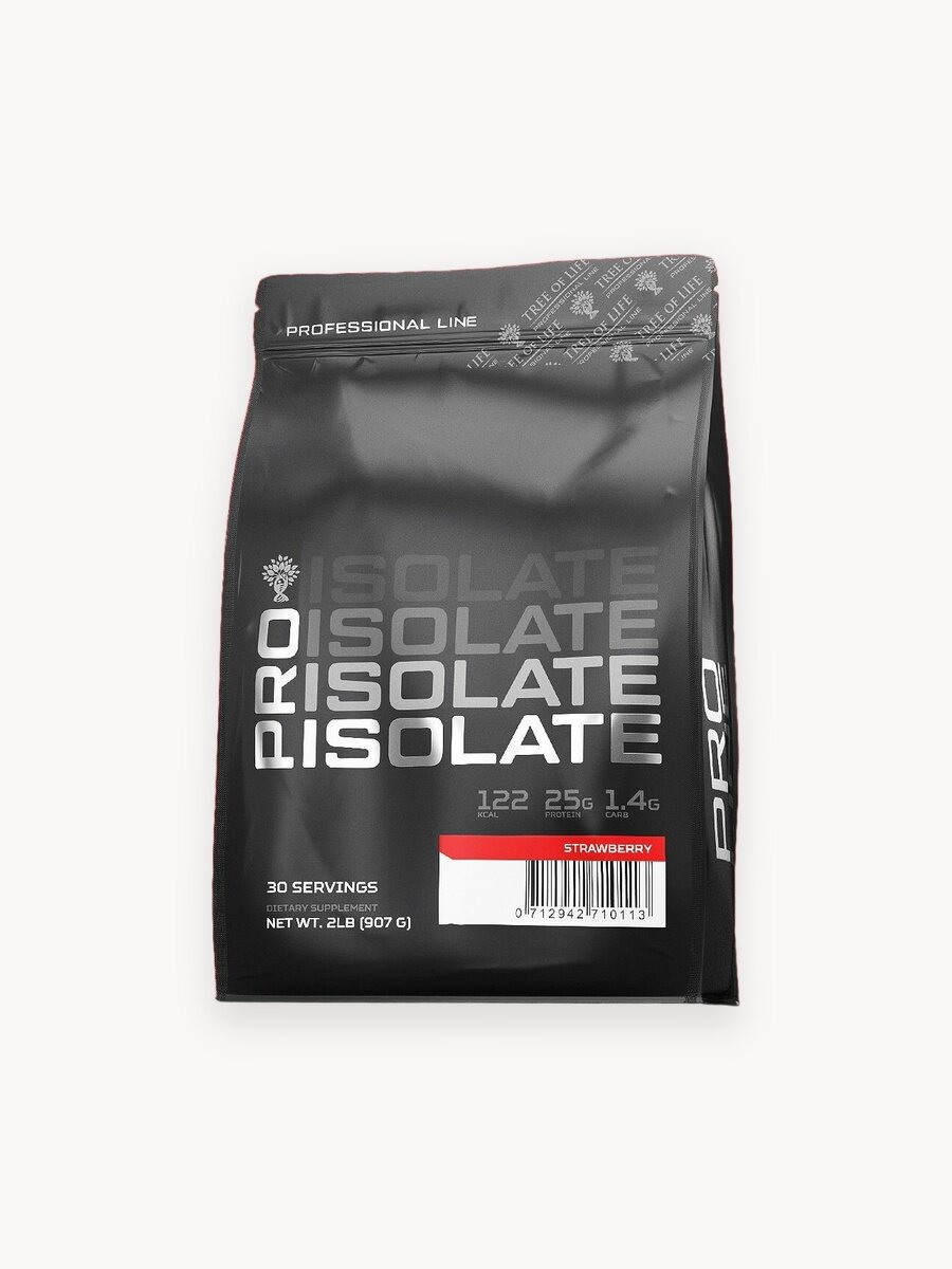 Протеин изолят PRO LINE Pro Isolate 2lb. Белковый коктейль "Клубника" спортсменам 907 гр, 2LB 30 порций