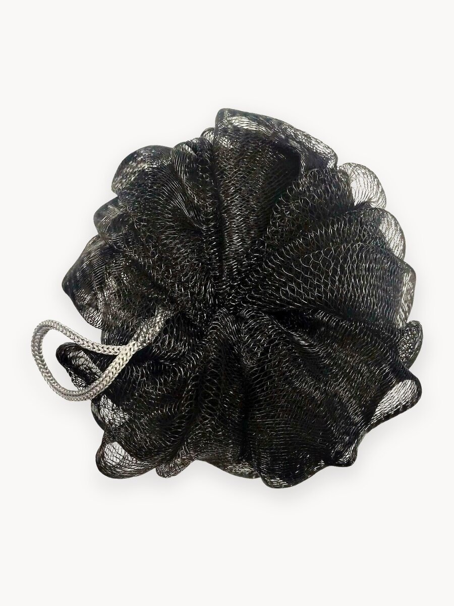 Borodatos Мочалка для душа, черная, с петелькой, XXL, массажная