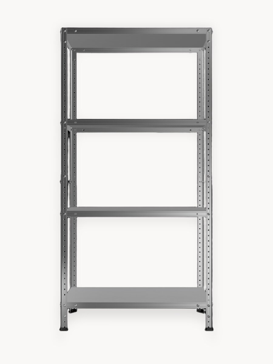 Стеллаж для гаража, 4 полки, 143х70х30 см, нагрузка до 30 кг, глубина 30 см, металл, регулируемый, серый