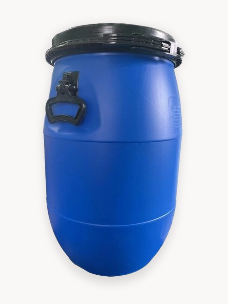 Бочка Полоцкпласт п/э 65л. круглая, с усиленной ручкой, с чёрной крышкой, с пластиковым обручем цв. синий