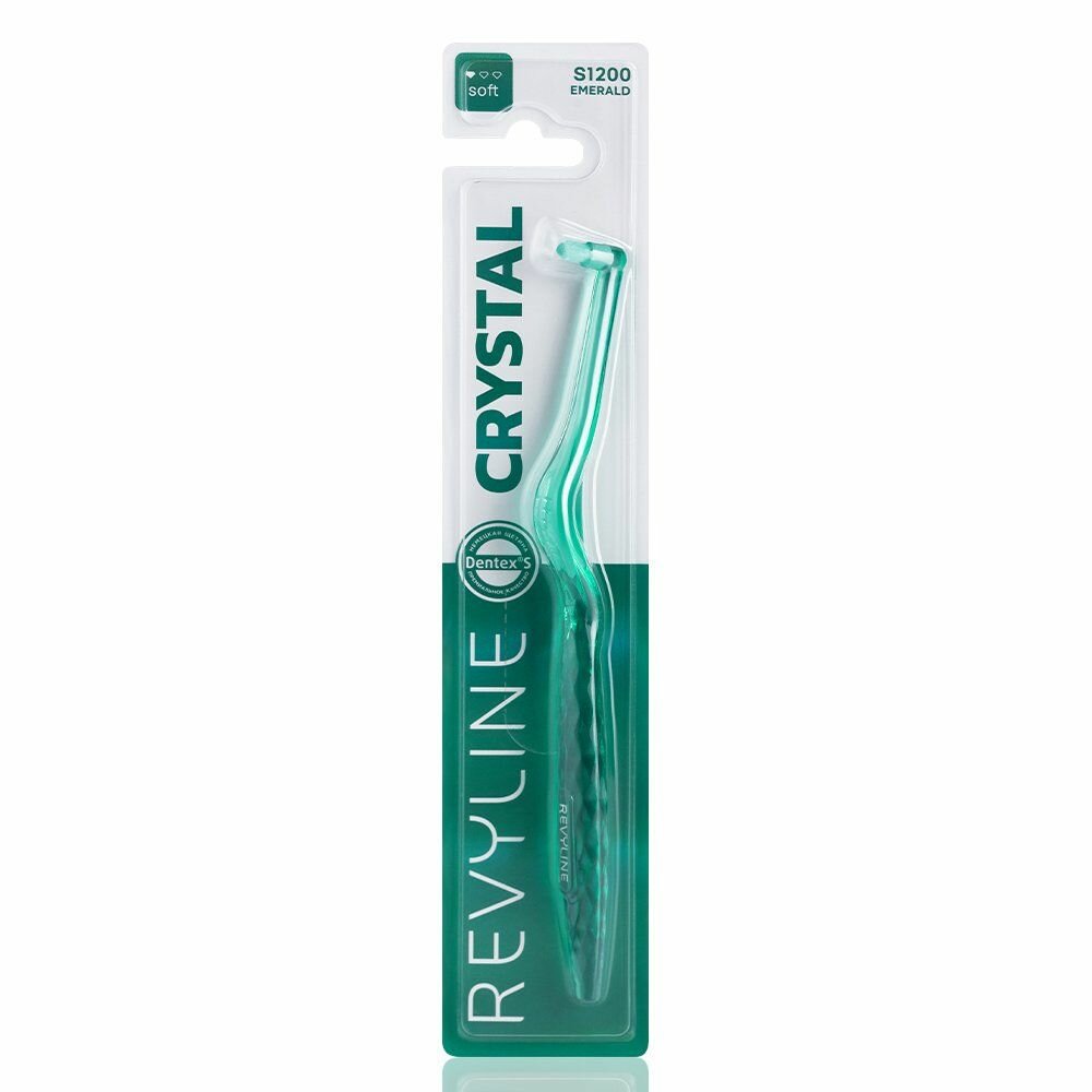 Монопучковая зубная щётка Revyline S1200 Crystal Emerald, для точечной чистки и ухода за брекетами