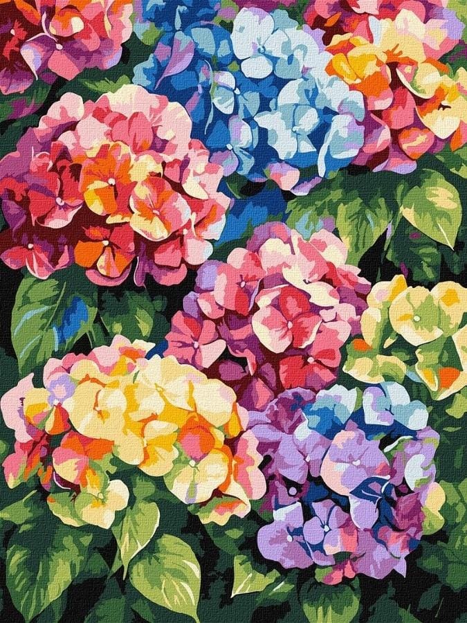 Набор для рисования, росписи Ideyka Разноцветные гортензии, 30x40 см