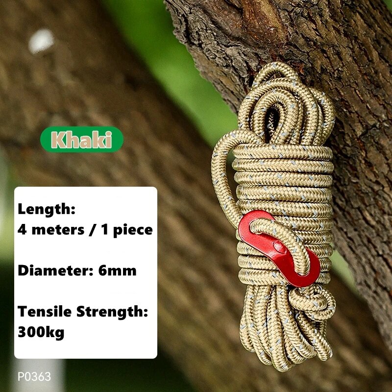 Паракорд Ltralight 6 мм для кемпинга Khaki, 1pc 4m