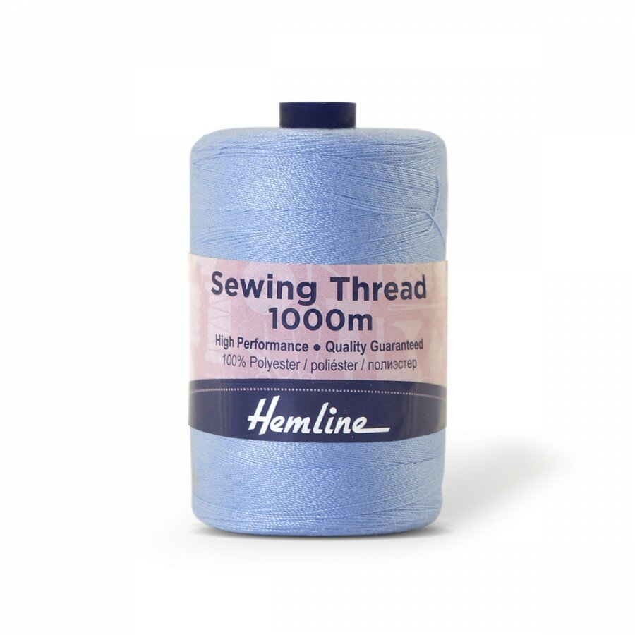 Нить универсальная Hemline для шитья, небесно-голубой 1000 м небесно-голубой 40/2 HEMLINE N4124.550