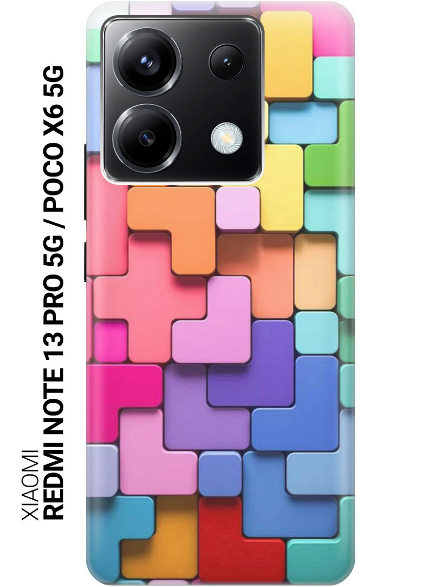 Силиконовый чехол на Xiaomi Redmi Note 13 Pro 5G / Poco X6 5G / Сяоми Редми Ноут 13 Про 5г / Поко Х6 5г с рисунком "Паттерн из блоков"