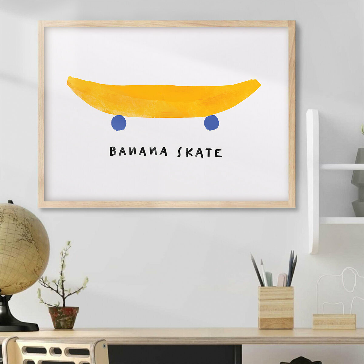 Постер "Банан рисунок " 50x70 без рамки на стену для интерьера