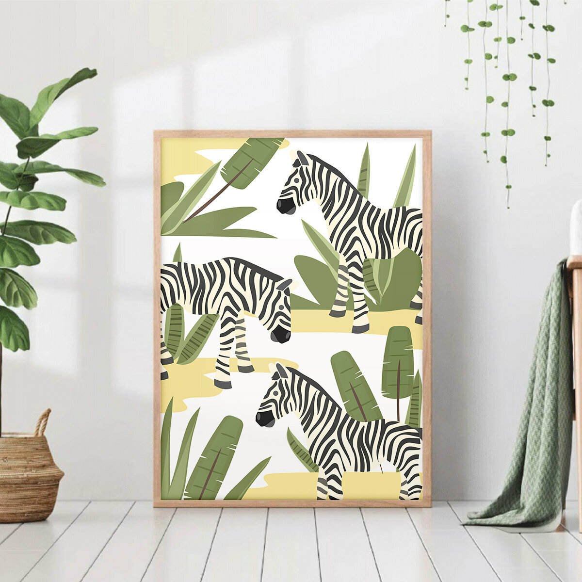 Постер "Зебры" 40x50 без рамки на стену для интерьера