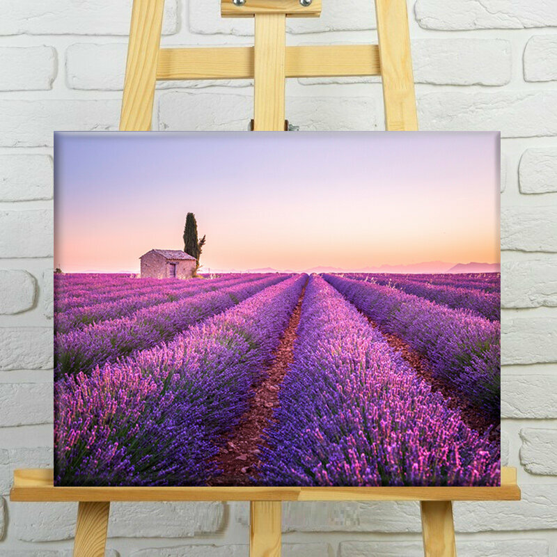 Картина на холсте 50х70 см "Лавандовое поле", на стену для интерьера
