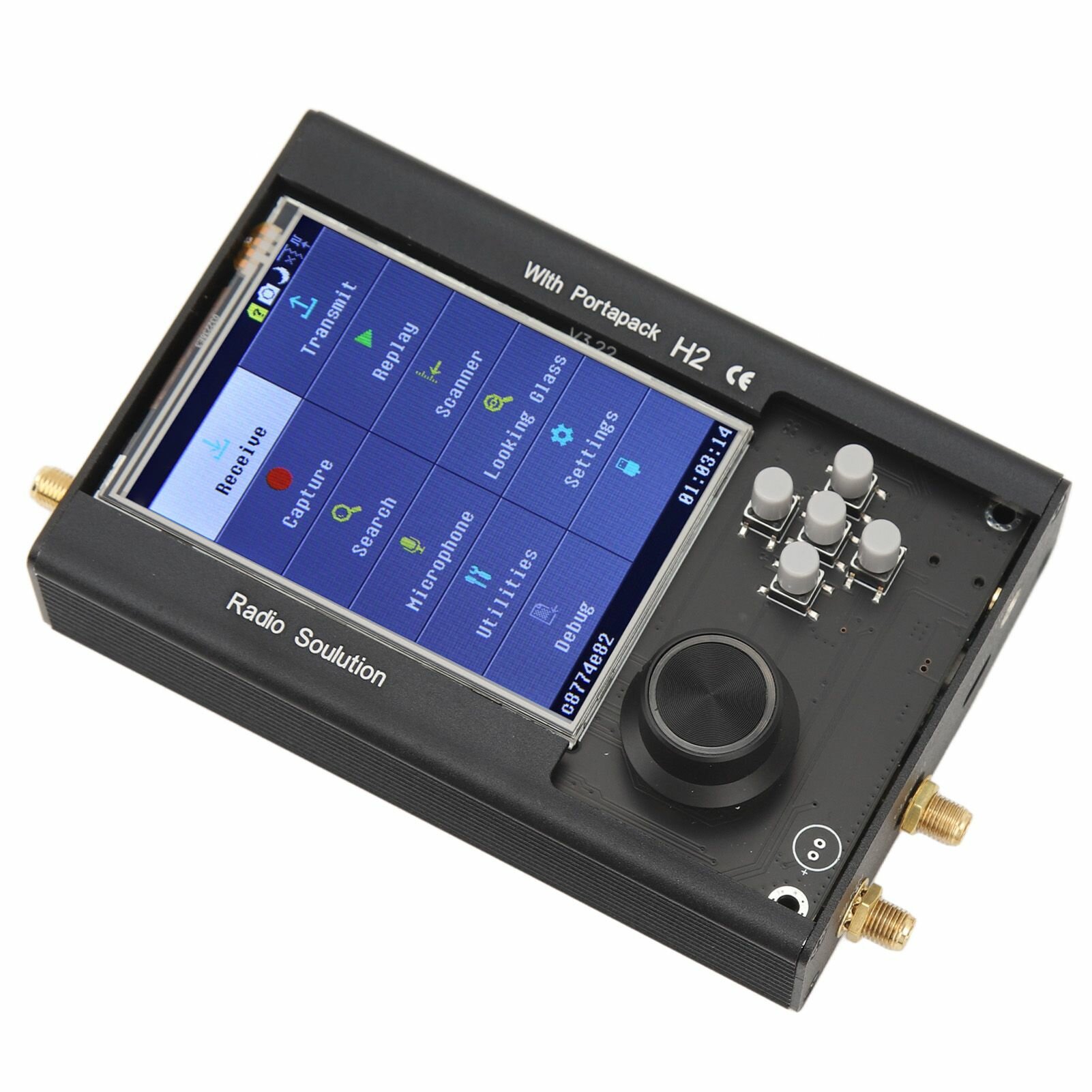 SDR радиопередатчик с приемом SSB, AM, FM, сенсорный экран 3.2 дюйма, диапазон 1MHz-6GHz