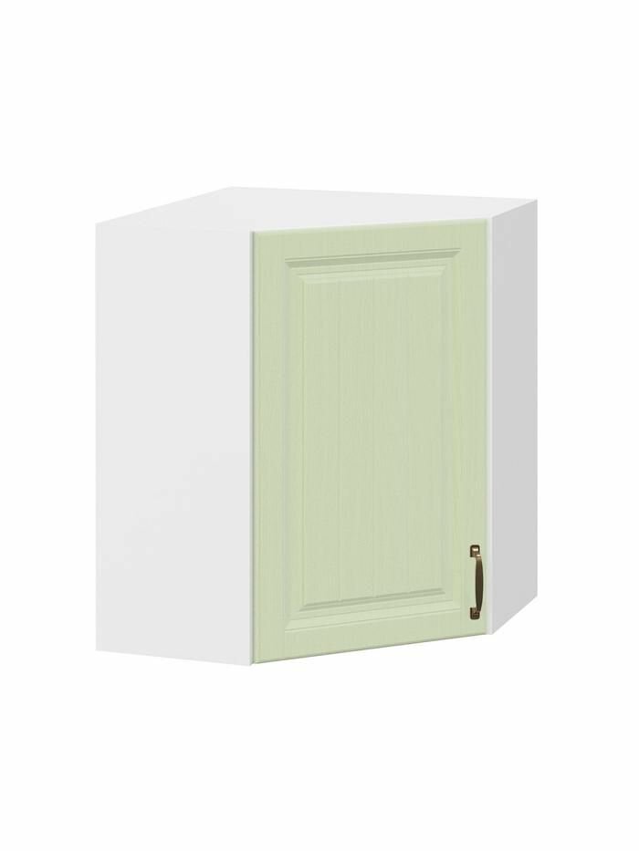 Кухонный модуль навесной, шкаф угловой Флоренс с полками, с доводчиками, 60х60х72 см, Белый / Фисташковый структурный