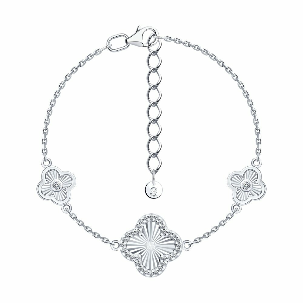 Браслет, серебро, 925 проба, фианит