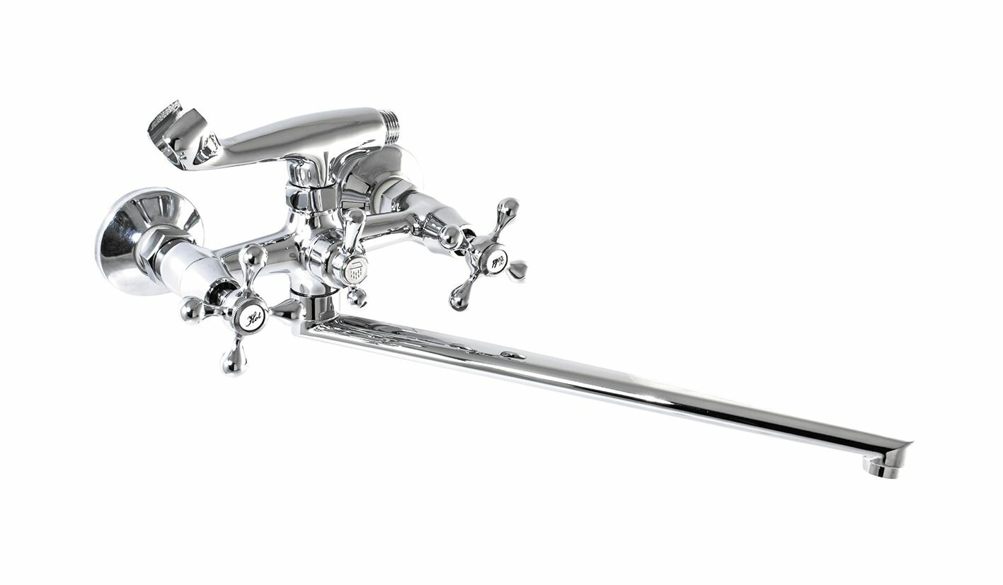 Смеситель для ванны SANTREK AQUA-325 "CLASSIC" 1/2 м/к шар. перекл. Крест SL602 длинный плоск нос