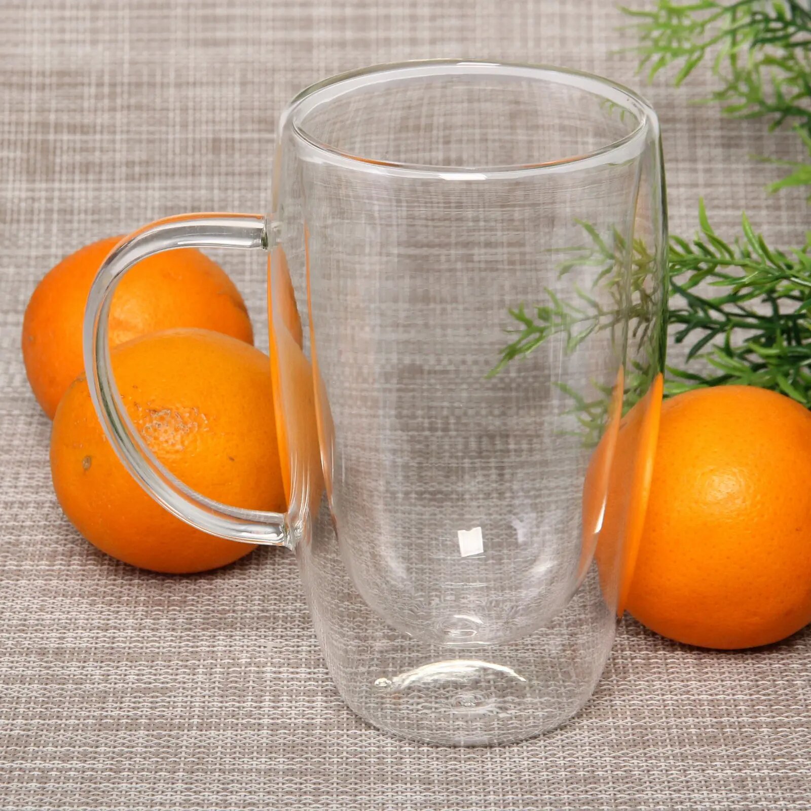 Кружка стеклянная с двойными стенками 430мл «Хай-Тек», высокая, термоизолирующая