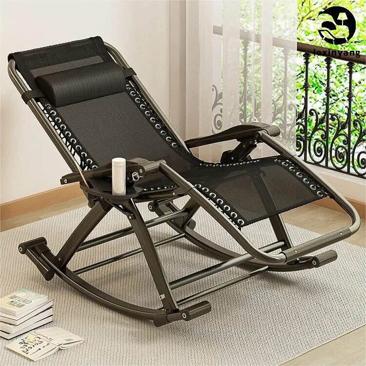 Кресло-качалка "Комфорт", складное, обивка текстиль, цвет черный, 70x53x118см