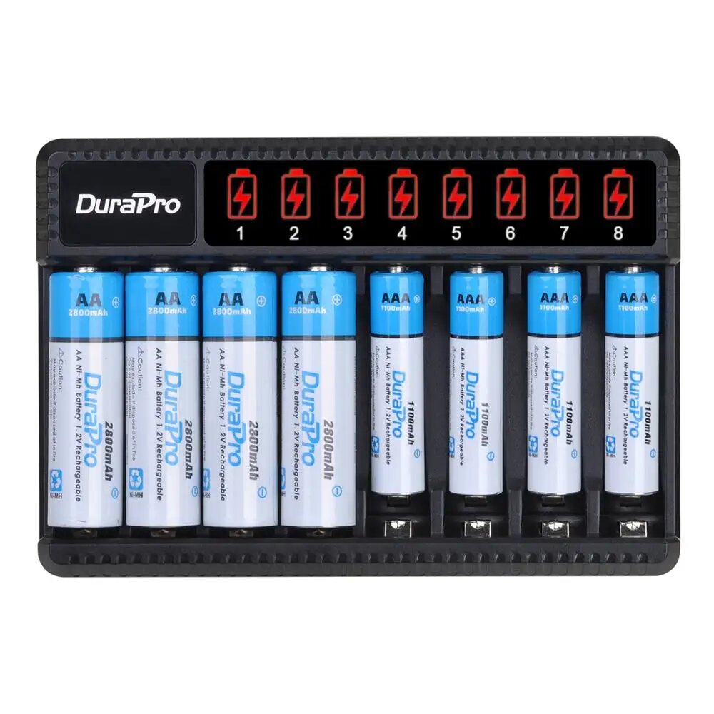 DuraPro набор аккумуляторов Ni-MH AA 2800 мАч + AAA 1100 мАч с 8-слотовым зарядным 4AA-4AAA-1Charger
